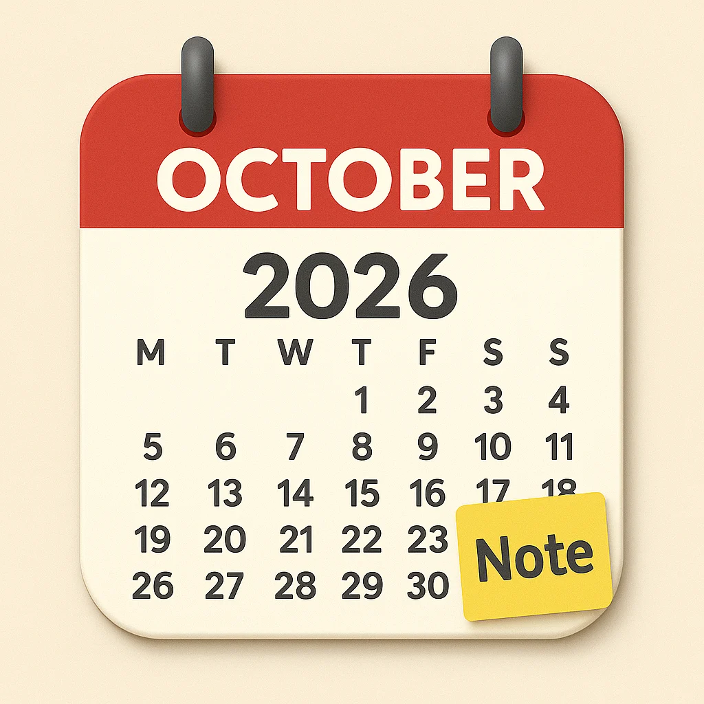 October 2026 Printable Calendar